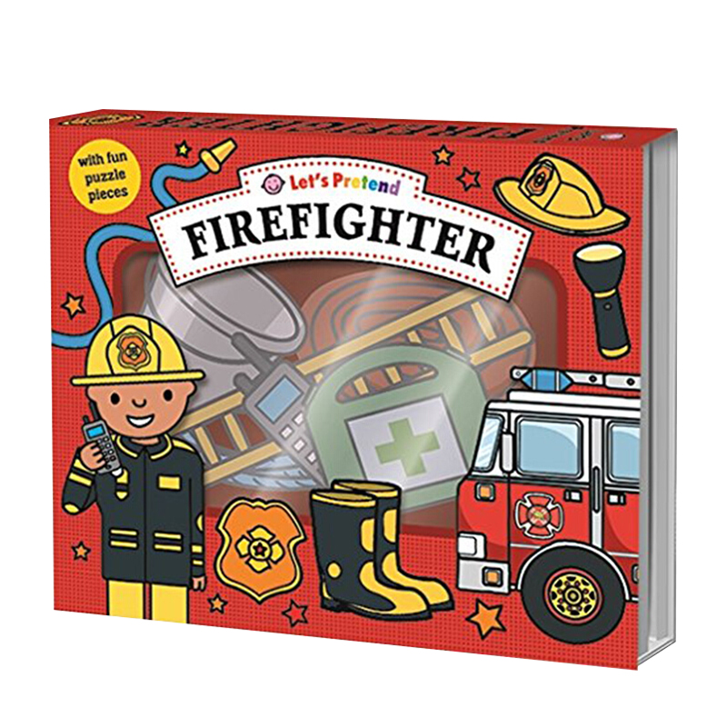 【现货】英文原版小小角色扮演家消防员Let s Pretend Firefighter 3岁以上儿童翻翻玩具书拼图游戏盒益智英语儿童玩具书籍_虎窝淘
