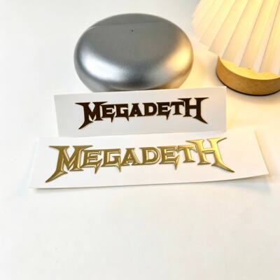 【2张】MEGADETH麦格戴斯乐队周边金属贴纸金色手机平板吉他装饰