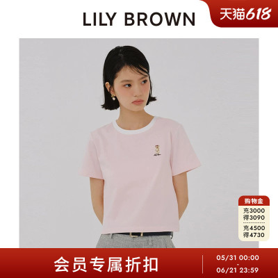LILYBROWN小熊刺绣棉质短袖T恤