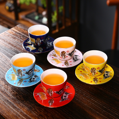 高档功夫茶具中式主人杯描金宫廷