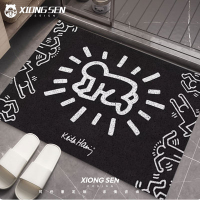 keith haring凯斯哈林联名艺术插画 画丝圈地垫进门口脚垫门外入