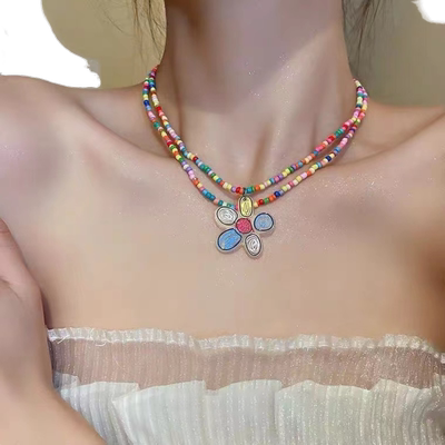 choker锁骨链彩虹项链彩虹项链