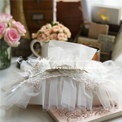 纸巾套laceshabby香槟色珠布艺