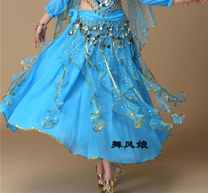 印度舞蹈服装下装亮片 肚皮舞大摆裙服装新款 舞台演出服单裙子女