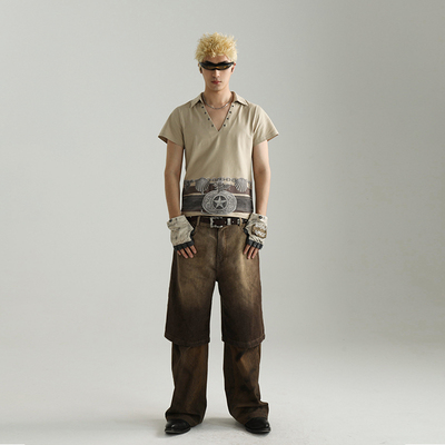 JohariWindow 印花V领短袖T恤