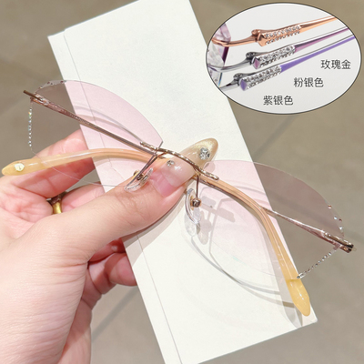女款无框纯钛切边眼镜
