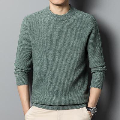 大品牌9503-KK羊男士绒衫加暧毛衣宽松圆领%纯羊毛衫抗起厚保球打