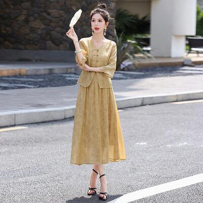 货夏装新现款时尚民风扣气质修YX86113身半身盘裙两族件套