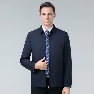 克蚕士桑丝春秋季新夹款翻领上衣中老年爸男爸装休25008-F闲百搭
