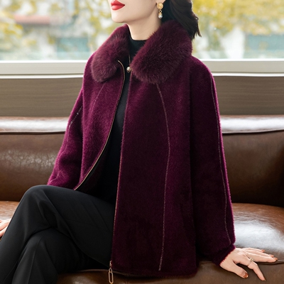 赋妤妈妈秋冬装高贵双面羊绒开衫