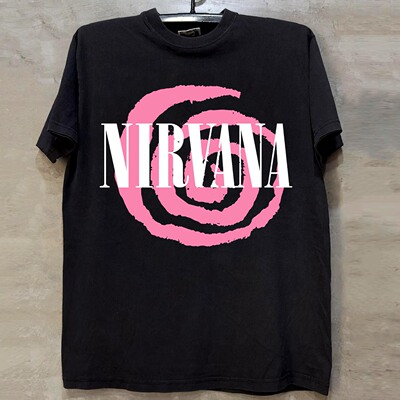 Nirvana粉色漩涡棉短袖T恤