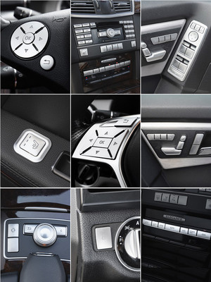 奔驰E级W212改装E200 E260 E300 中控CD按键方向盘升窗座椅内饰贴