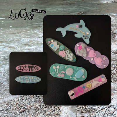 百搭滴胶幸运海豚侧边夹doubleD