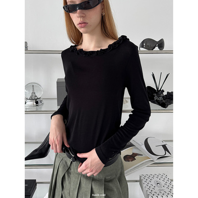 Rockrio Rarelicold 木耳花边领 两穿长袖 黑色