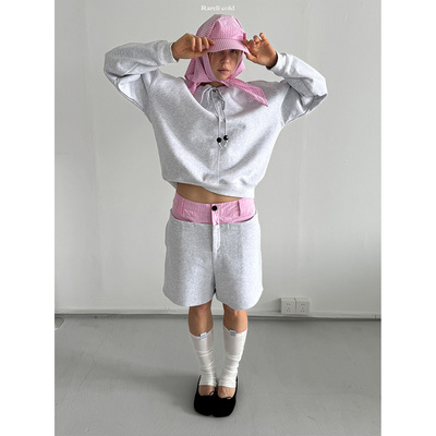 Rockrio Rarelicold 灰色长袖卫衣 短卫裤套装