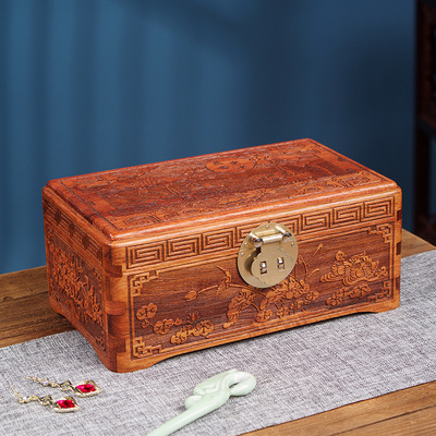 金匠大作梨饰品首饰收纳盒实木质雕花珠宝盒梳妆盒子闺蜜婚庆礼物