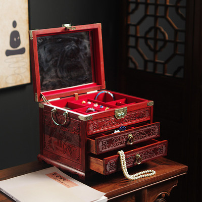金匠大作珠宝首饰箱大容量多功能戒指项链饰品收纳盒天作之合镜箱