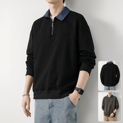 撤柜撤标(D)半拉链无帽卫衣男款宽松潮流帅气春秋款百搭翻领上衣