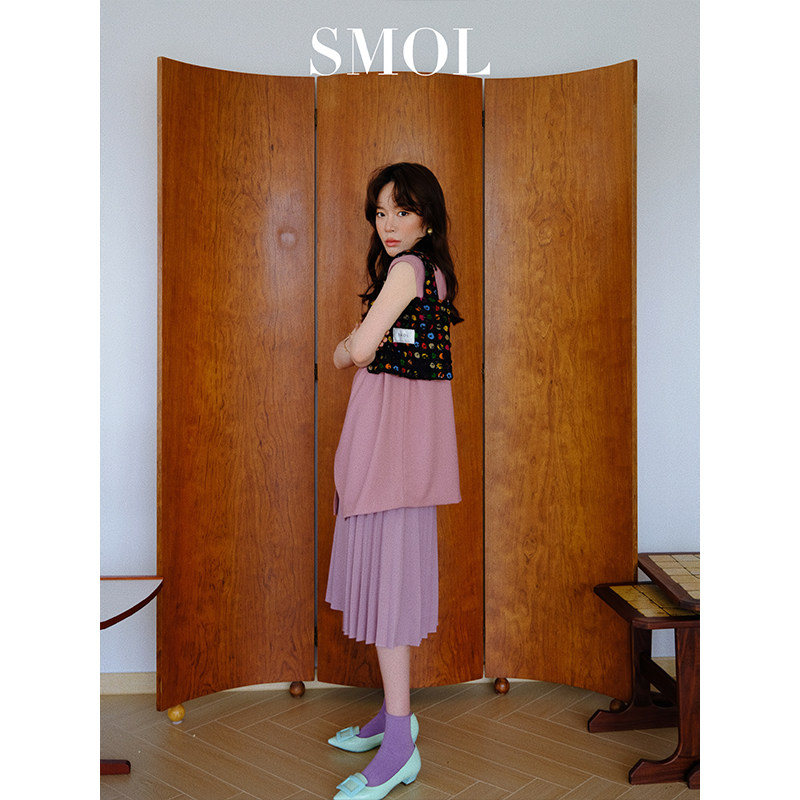 SMOL STUDIO小众设计感甜美风立体扇形百褶裙早春A字半身裙子_虎窝淘