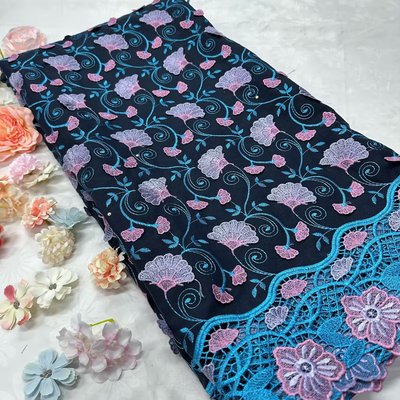 全水溶高档棉布3D立体绣手感舒适柔软棉布面料cotton lace 5yards