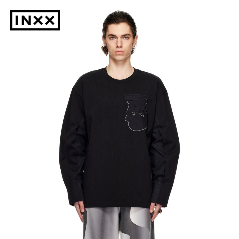 【INXX】RECYANCLE商场同款简约纯色T恤情侣长袖圆领上衣无性别_虎窝淘
