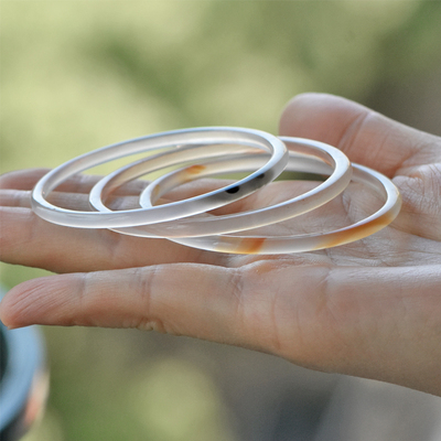 4mm细叮当水墨玛瑙玉髓手镯