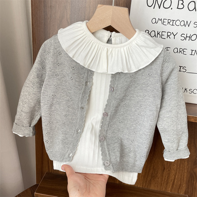 长袖单层荷叶领打底衫