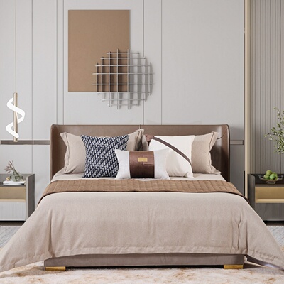 床笠款八件套棉麻肌理咖啡