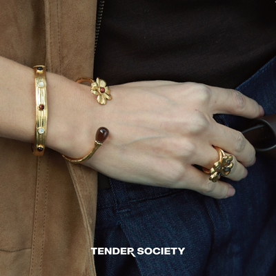 Dare买手店Tender society Luck护身符系列红虎眼白蝶贝装饰手镯