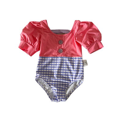 可爱格子韩国泳衣公主