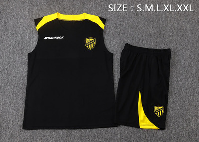 伊蒂哈德黑黄无袖球衣男背心2526冷门足球训练服速干健身运动队服
