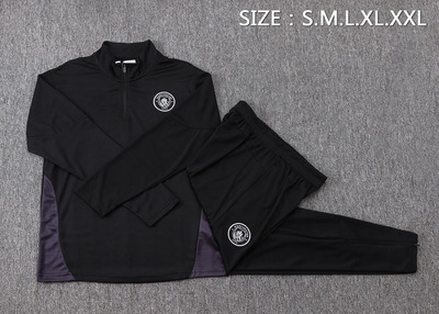 曼城黑色长袖足球训练服球衣男2425冷门出场热身健身长裤运动队服