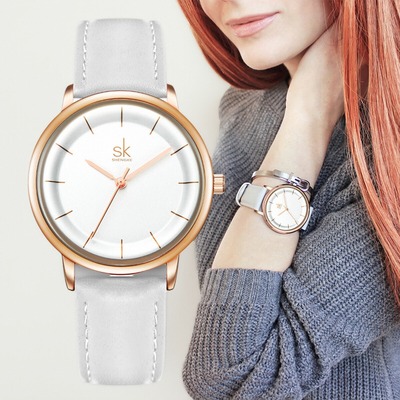 SK手表女休闲防水时尚手表女士简约石英表女表手表轻奢女款气质
