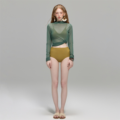 显瘦防晒度假温泉三件套分体泳衣