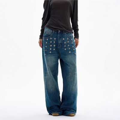 多方美式猫须直筒vibe柳丁宽松