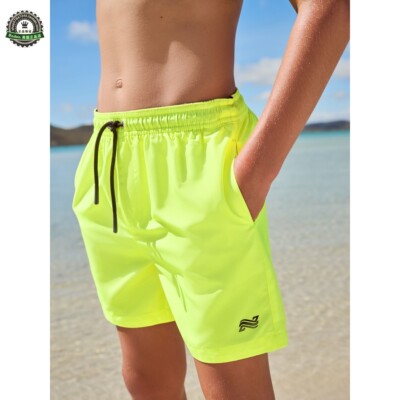现货NEXT儿童泳裤 春夏季荧光黄男童冲浪沙滩裤 游泳短裤1.5-16岁