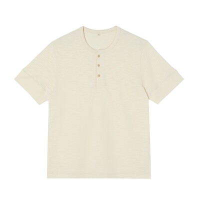 ACE浮生出品美式复古竹节亨利领T恤男士重磅硬汉T恤纯棉咔叽夏