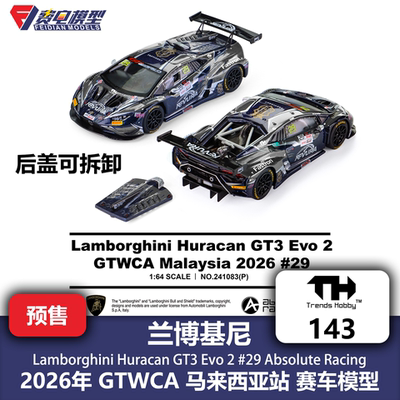 TH 1:64 #143 兰博基尼Huracan GT3 EVO2 29号 马来西亚 赛车模型
