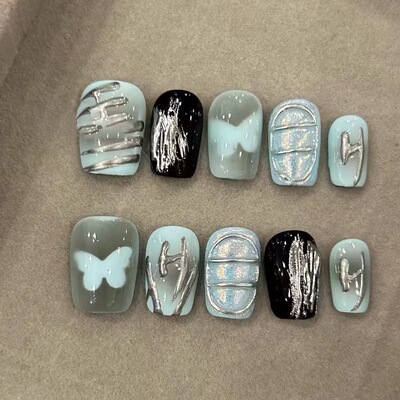 薄荷绿小清新高级感穿戴甲