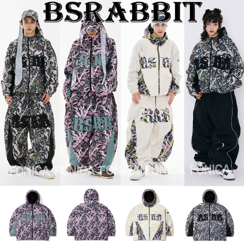 2526BSRABBIT韩国滑雪服防水防风衣男女款单板双板拉链连帽紫色