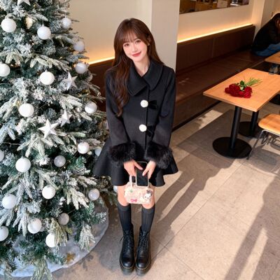 2026冬季新款圣诞芭蕾山茶花小个子冬季外套女高级氛围感QY0103