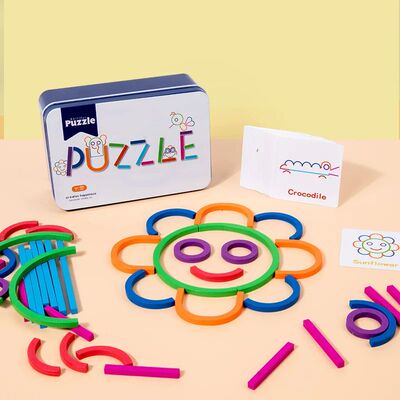 Wooden Creative Sticks And Rings Iron Box Puzzle Intelligenc