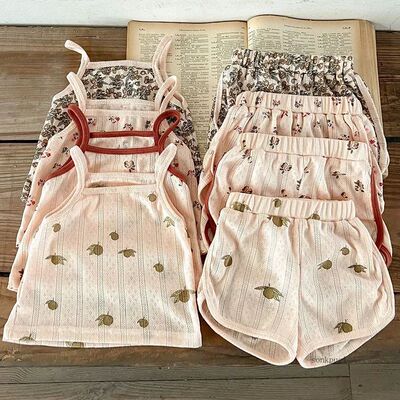 Baby Clothes Sets Summer Toddler Girl Strap Suits Cotton Pri