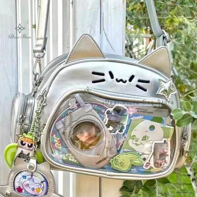 Y2K Korean Cute Cat Ita Bag Japan Kawaii PU Crossbody Bag Gi