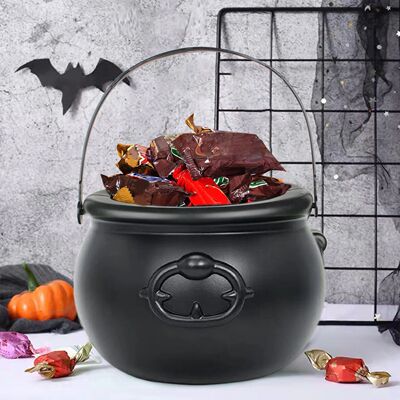 Halloween Candy Bowl Decorations  Black Plastic Cauldron Bow