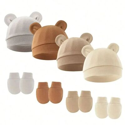 Baby Girl Hat Gloves Set Cotton Newborn Beanie for Girls Acc