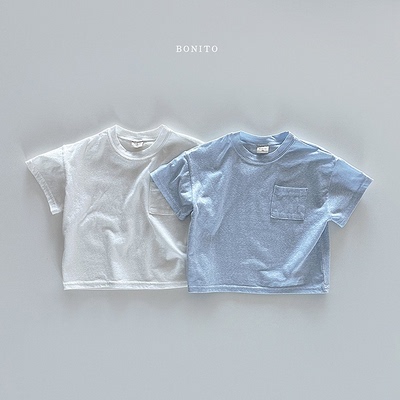 现货韩国进口童装简约舒服清爽短袖T恤夏季百搭休闲打底衫Bonito