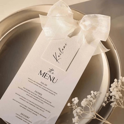 美品纸业婚宴餐盘卡蝴蝶结Menu