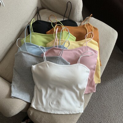 纯欲风优品质有胸垫短背心