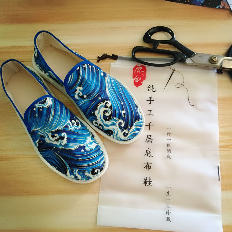 纯手工千层底老布鞋女男复古透气养脚吸汗儿童汉服鞋传统手工制作